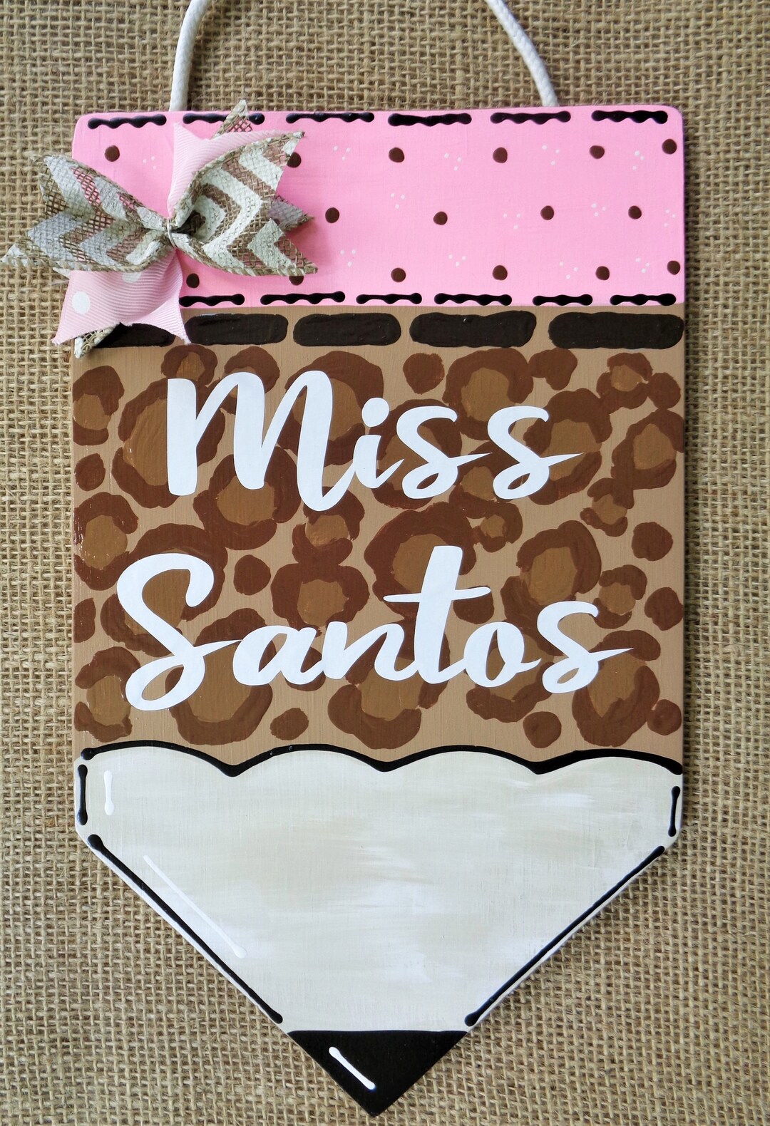 Personalized CHEETAH Teacher PENCIL SIGN Name Plaque School Class ...