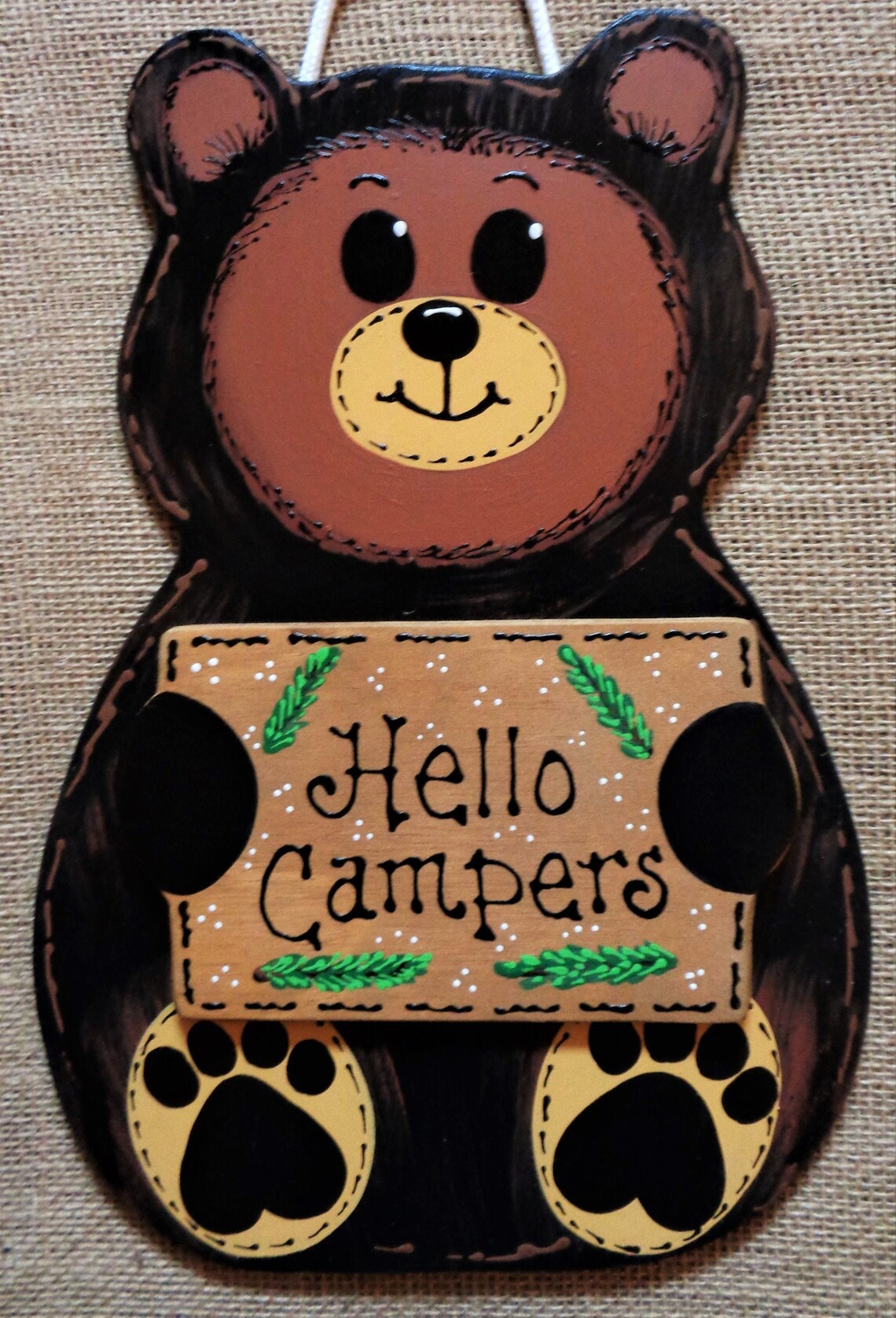 BEAR Hello Campers SIGN Camp Camping Camper Cabin Rustic - Etsy