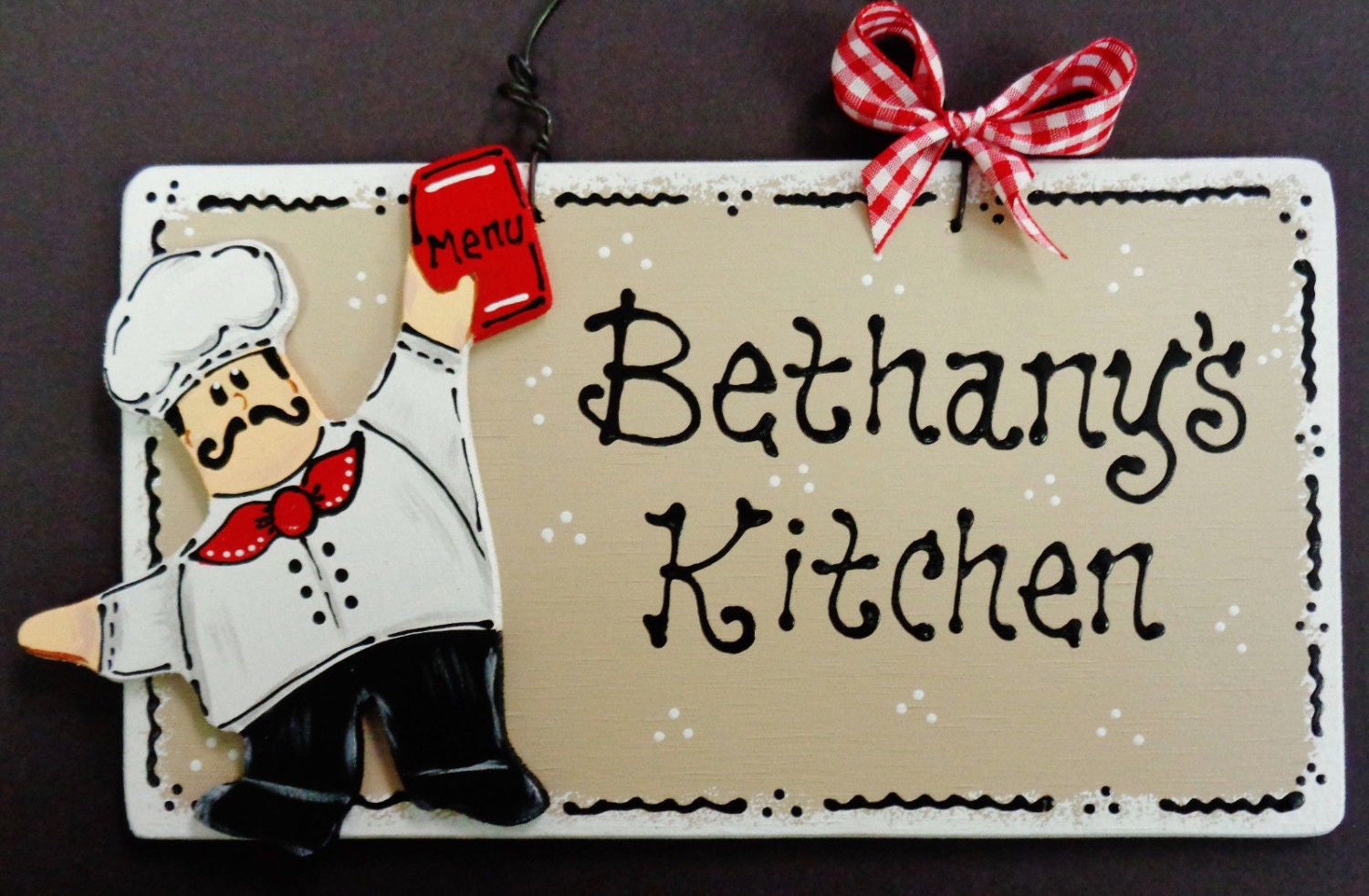 Taupe FAT CHEF OVERLAY Personalized Name Kitchen Sign Bistro Cucina ...