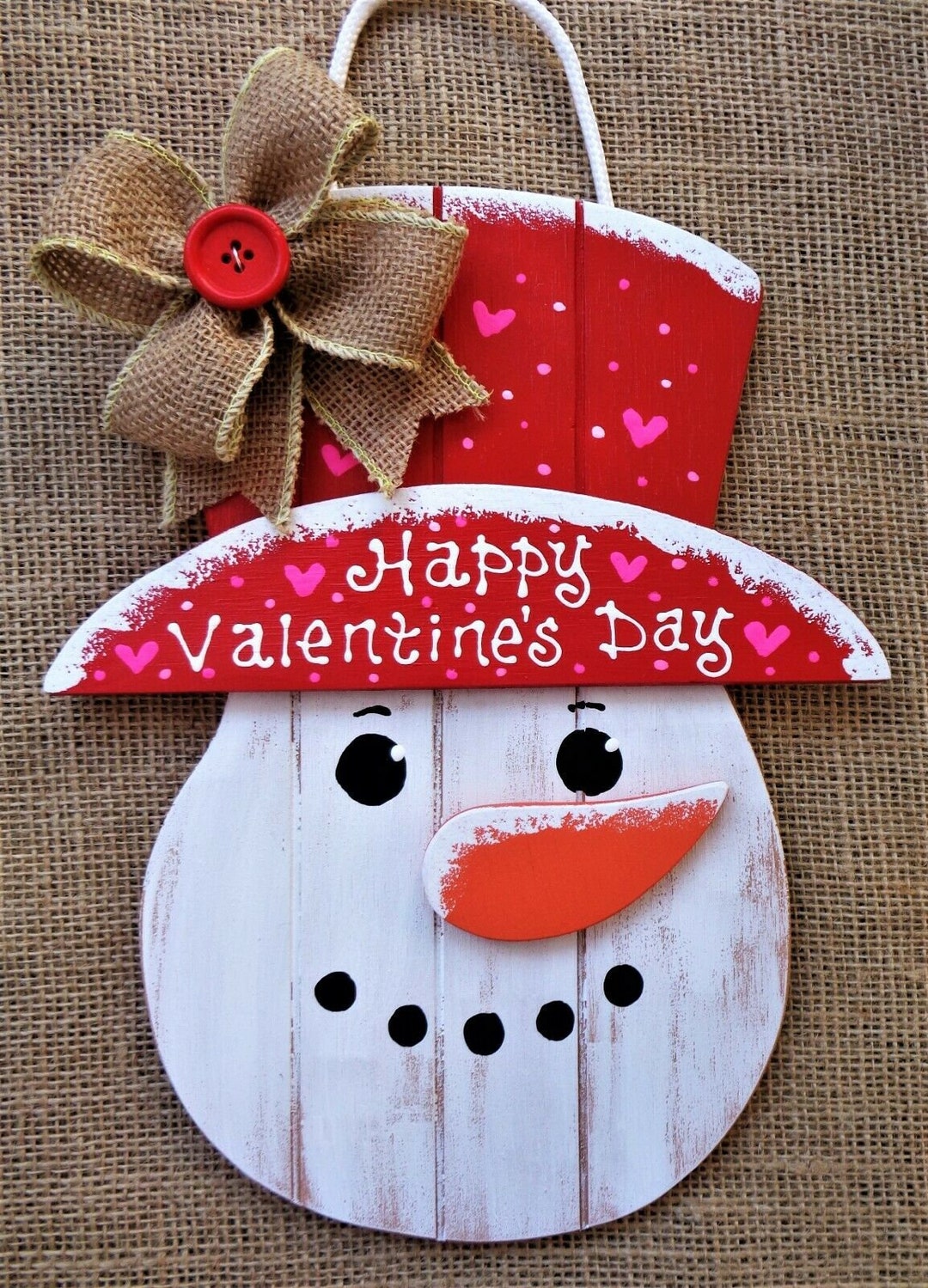 VALENTINE'S DAY Snowman Sign Wall Art Door Hanger Hanging Plaque ...
