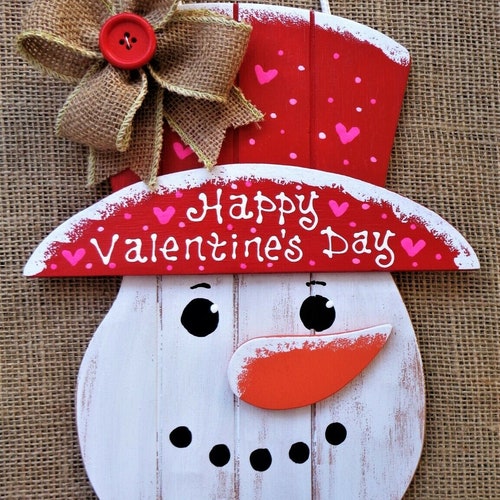 VALENTINE'S DAY Snowman Sign Wall Art Door Hanger Hanging - Etsy