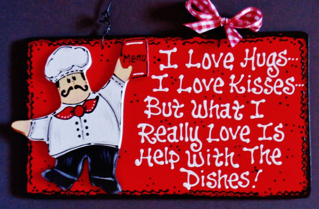 FAT CHEF OVERLAY Hugs~kisses~dishes Kitchen Sign Bistro Style Cucina ...
