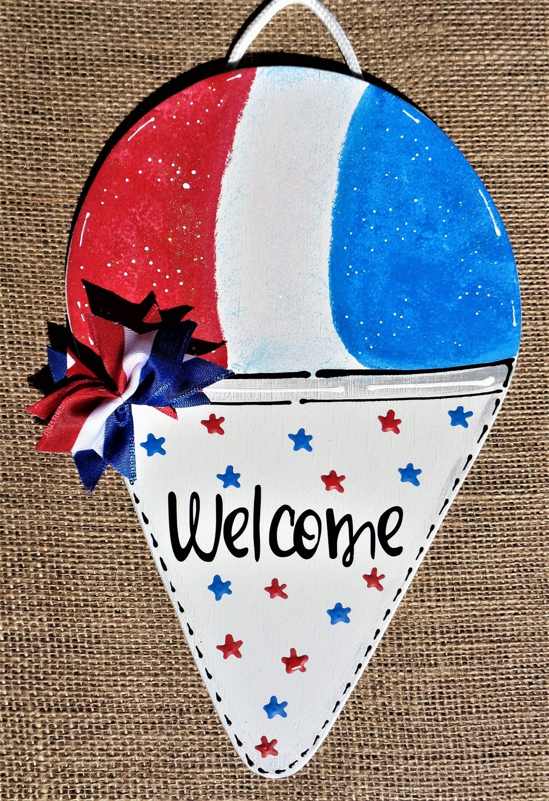Americana SNO CONE SIGN Shaved Ice Glittered Snow Wall Plaque Home Door ...