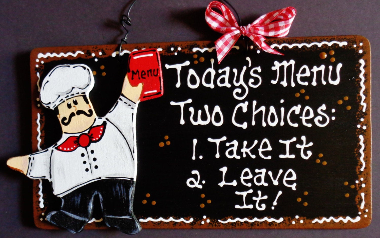 FAT CHEF OVERLAY Today's Menu Kitchen Sign Bistro Cucina Decor Wall ...