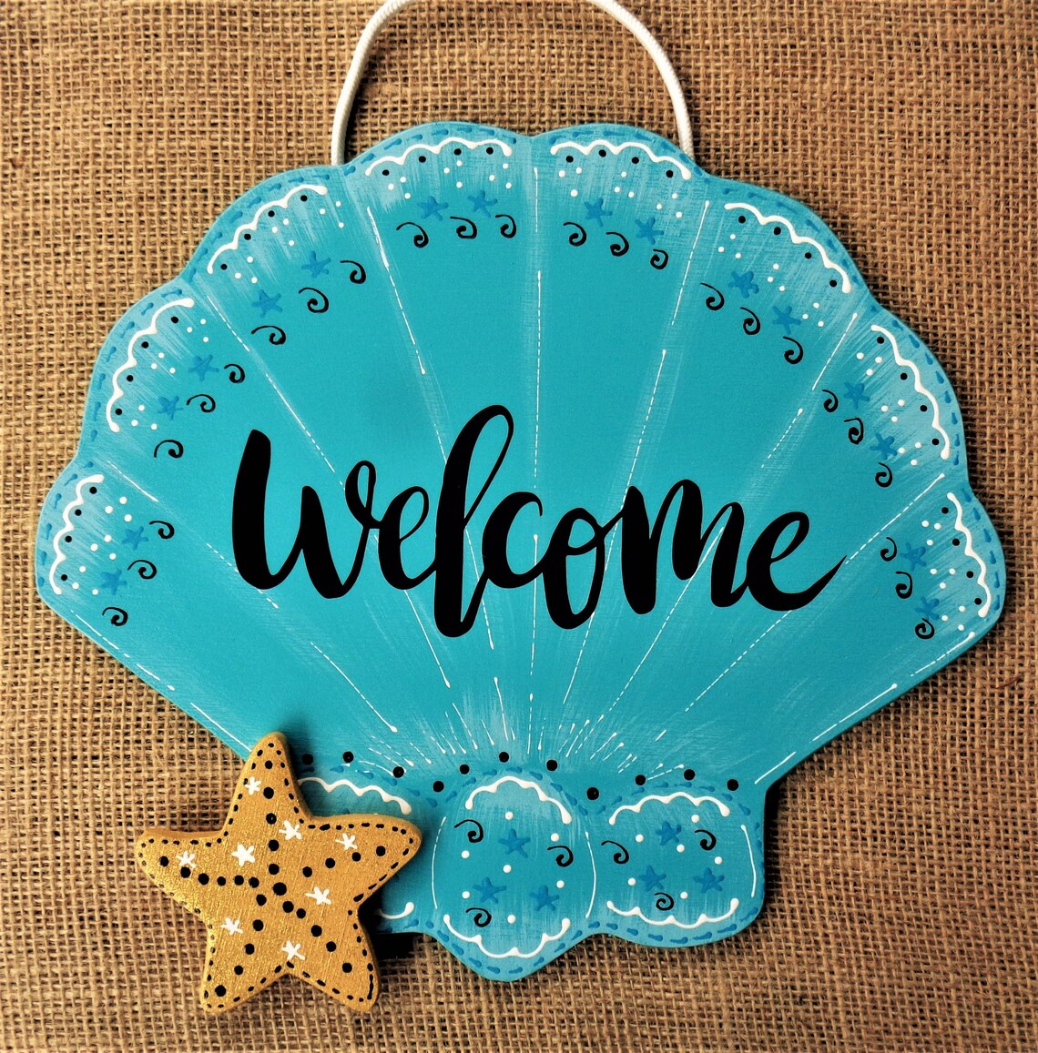 Welcome SEASHELL SIGN Deck Patio Pool Wall Art Door Plaque | Etsy