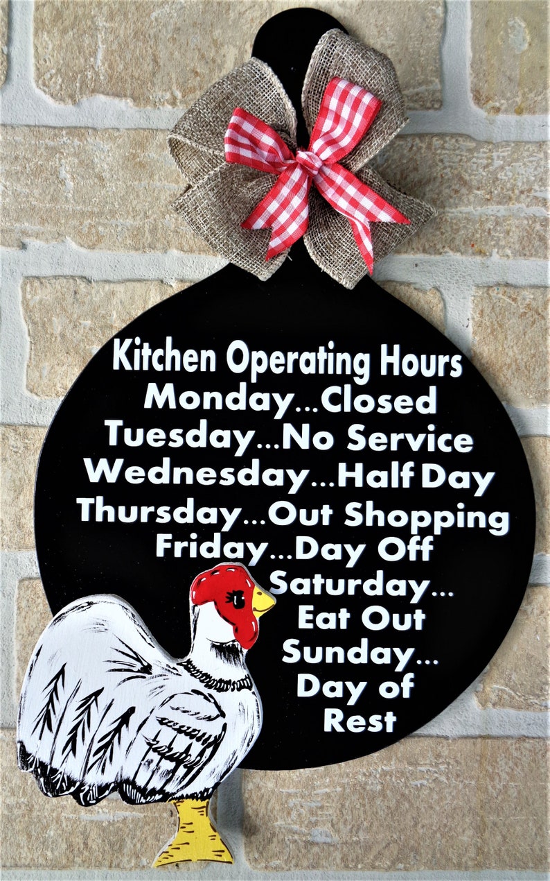 ROOSTER Skillet Kitchen Operating Hours SIGN Wall Art Hanger - Etsy