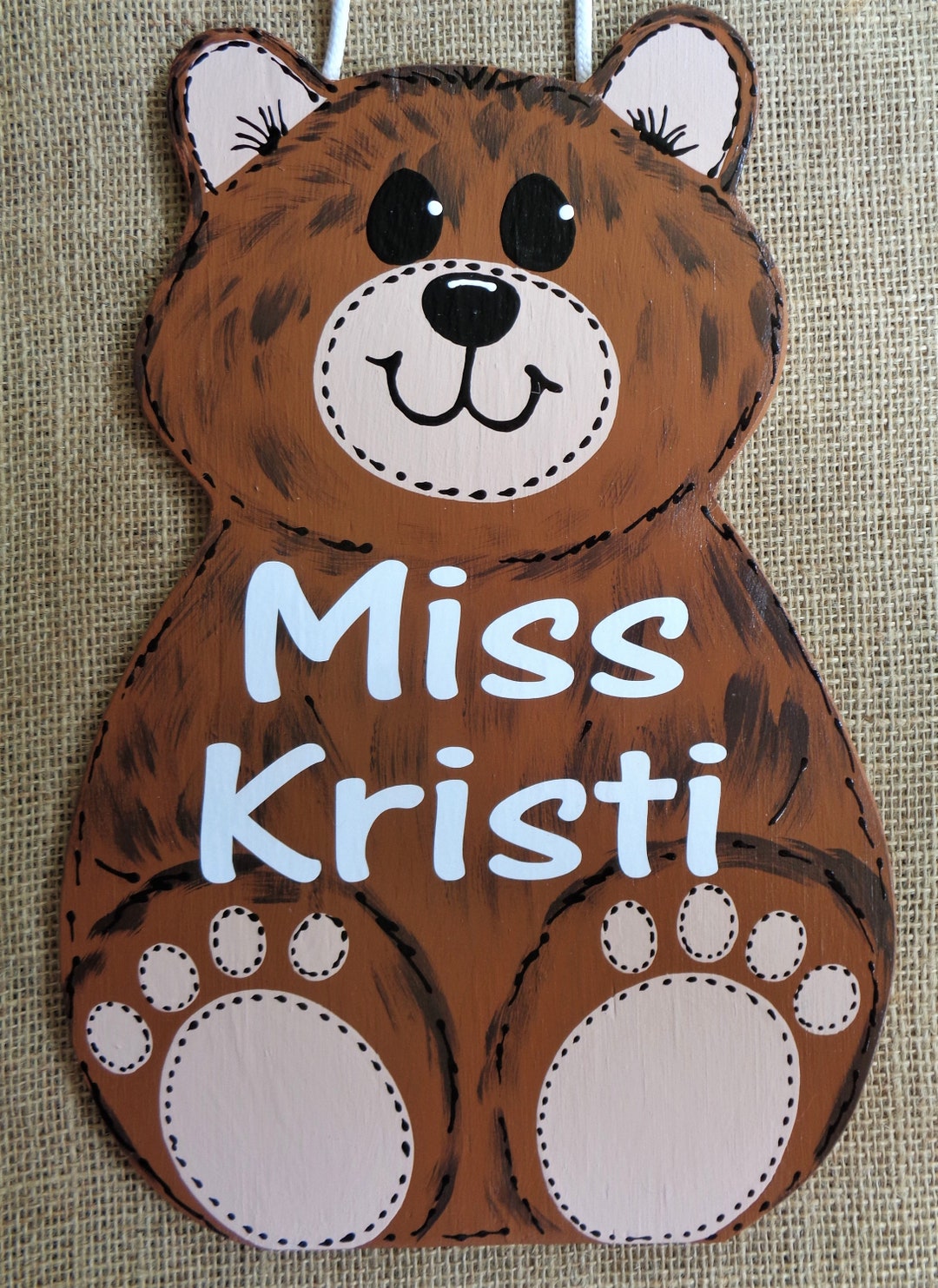 BEAR TEACHER SIGN Pre-school Kindergarten Wall Hanger Plaque Daycare ...