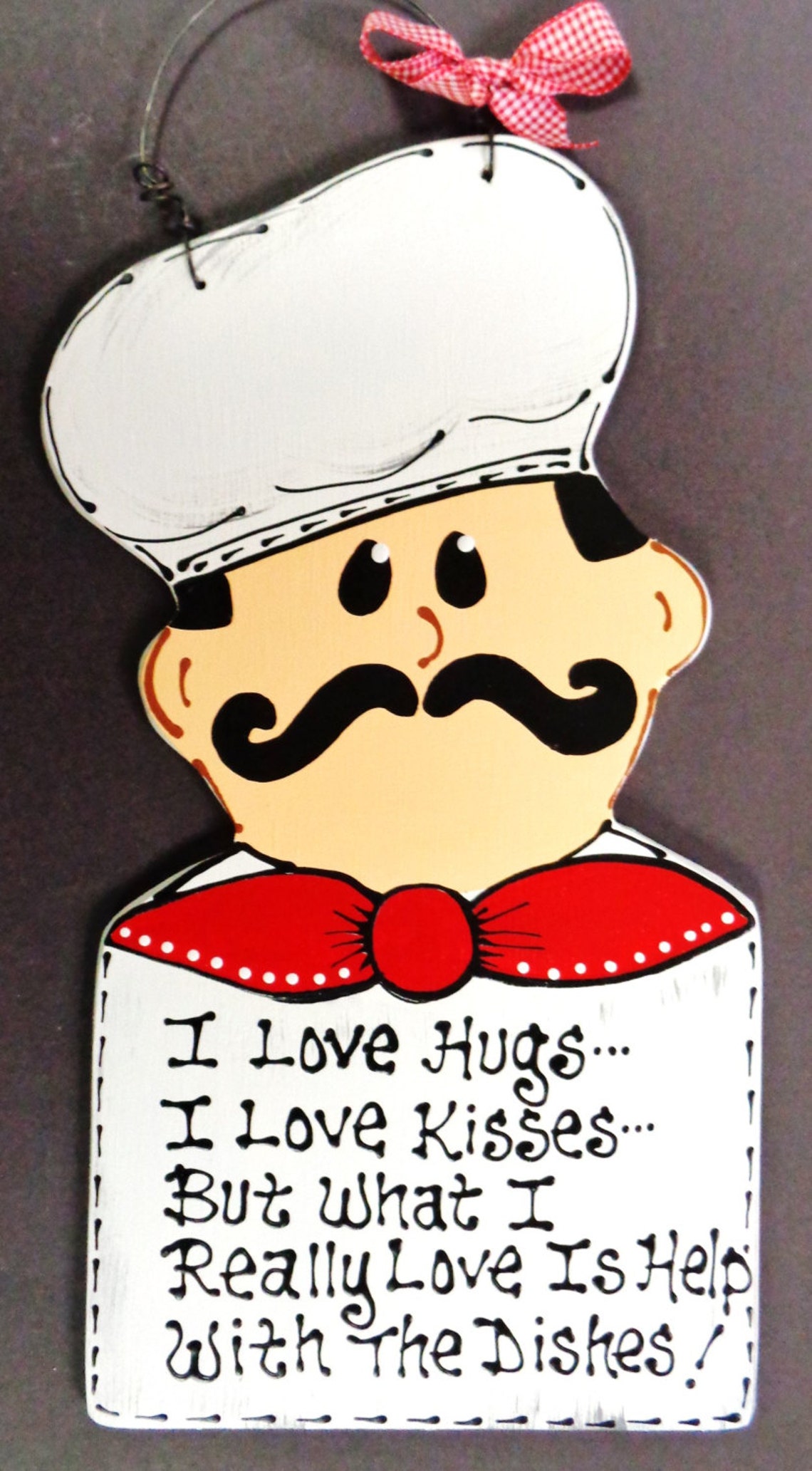 FAT CHEF I Love Hugs/kisses/dishes SIGN Bistro Style Cucina - Etsy