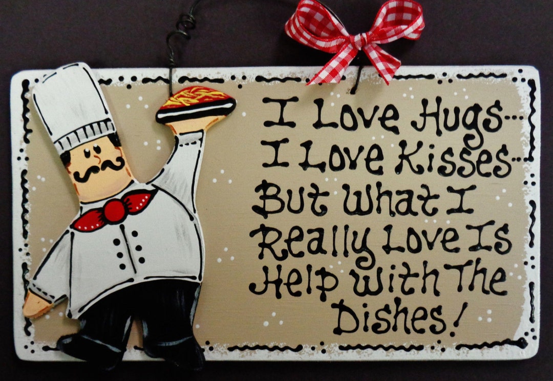 Taupe FAT CHEF OVERLAY Hugs~kisses~dishes Kitchen Sign Bistro Cucina ...