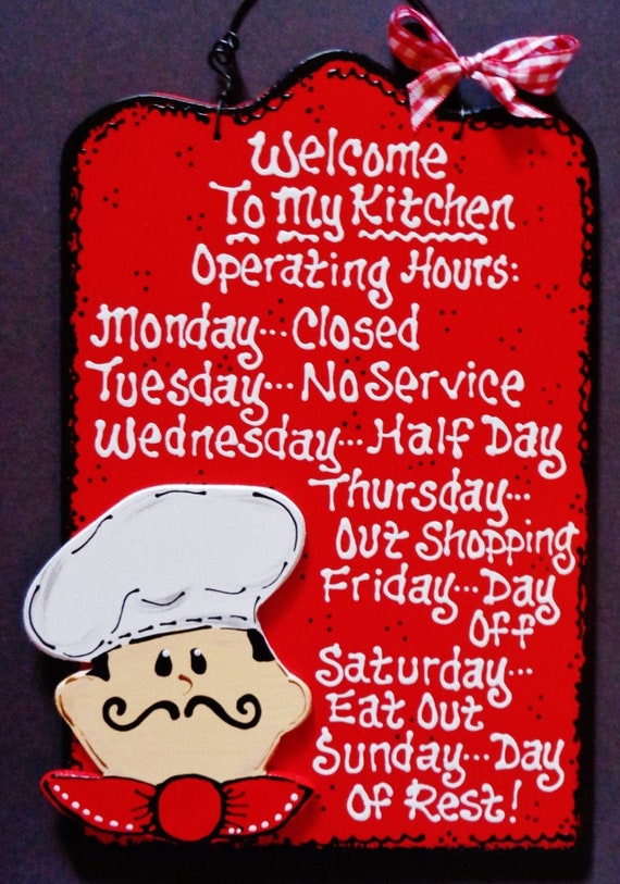 FAT CHEF Kitchen Operating Hours SIGN Plaque Wood Wall Bistro | Etsy