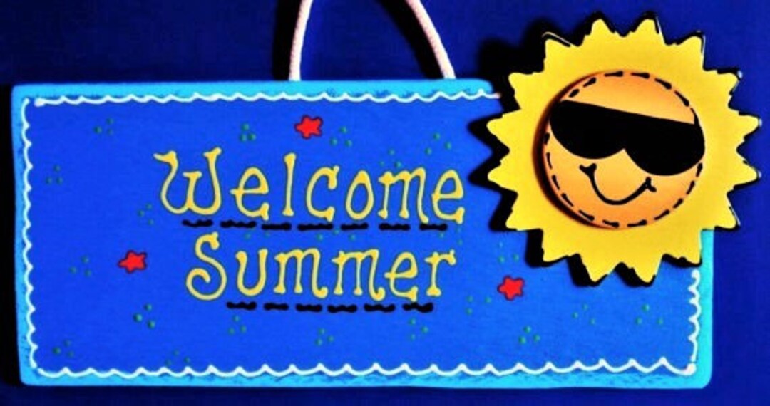 WELCOME SUMMER Sun Applique Overlay Sign Beach Tiki Bar Pool Deck Hot ...