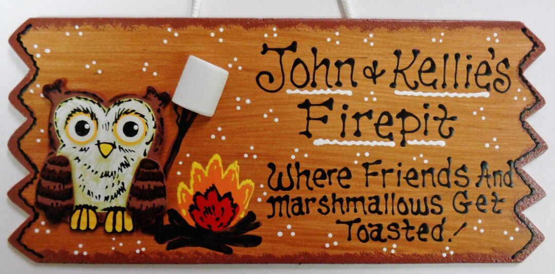 FIREPIT SIGN Personalized Name OWL Sign Fire Pit Backyard Deck Patio ...
