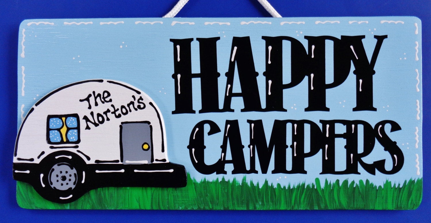 HAPPY CAMPERS Personalize Name CAMPER Sign Camping Camp Campsite Cabin ...