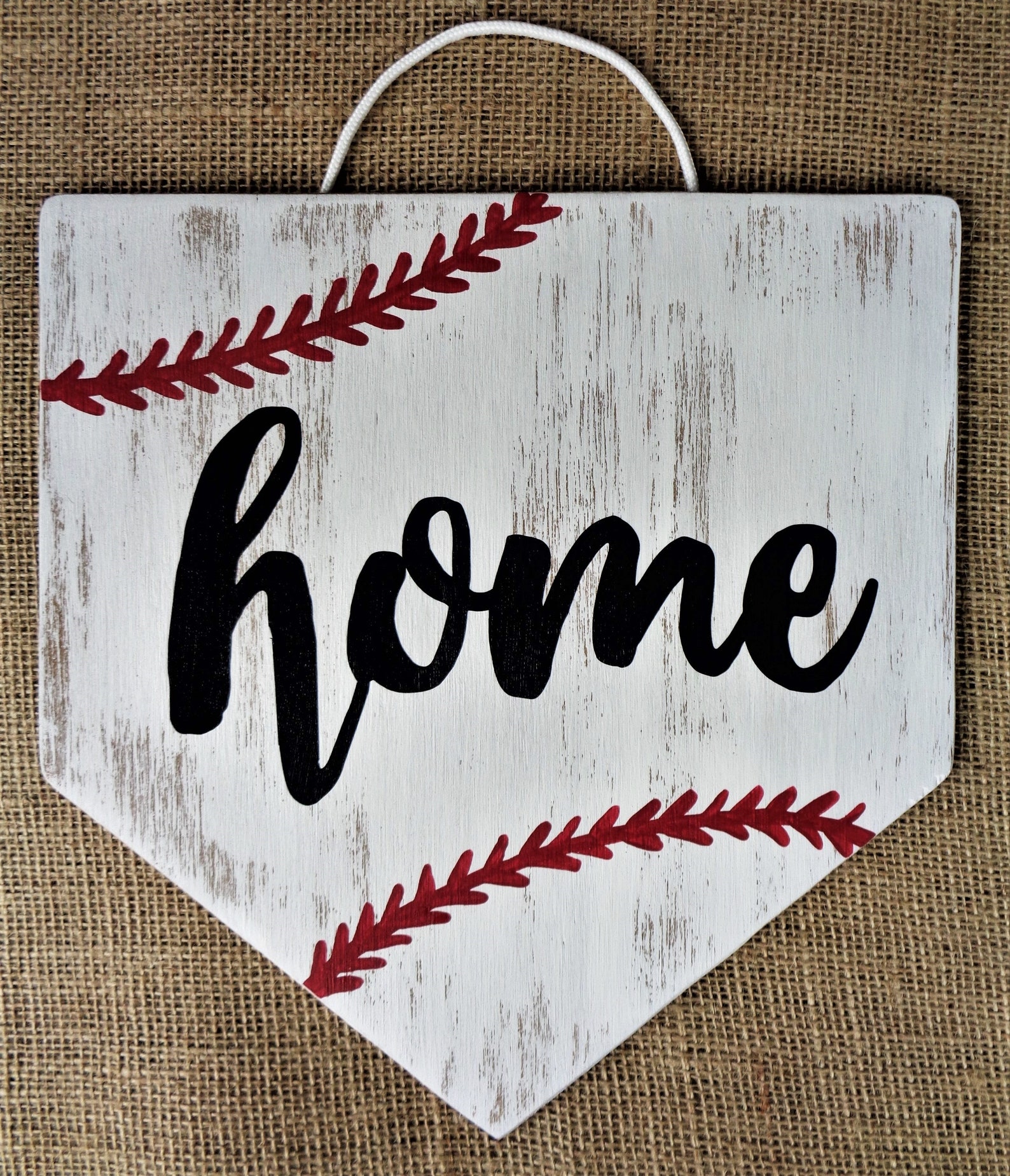 Distressed White Washed BASEBALL HOME PLATE Sign Farmhouse - Etsy