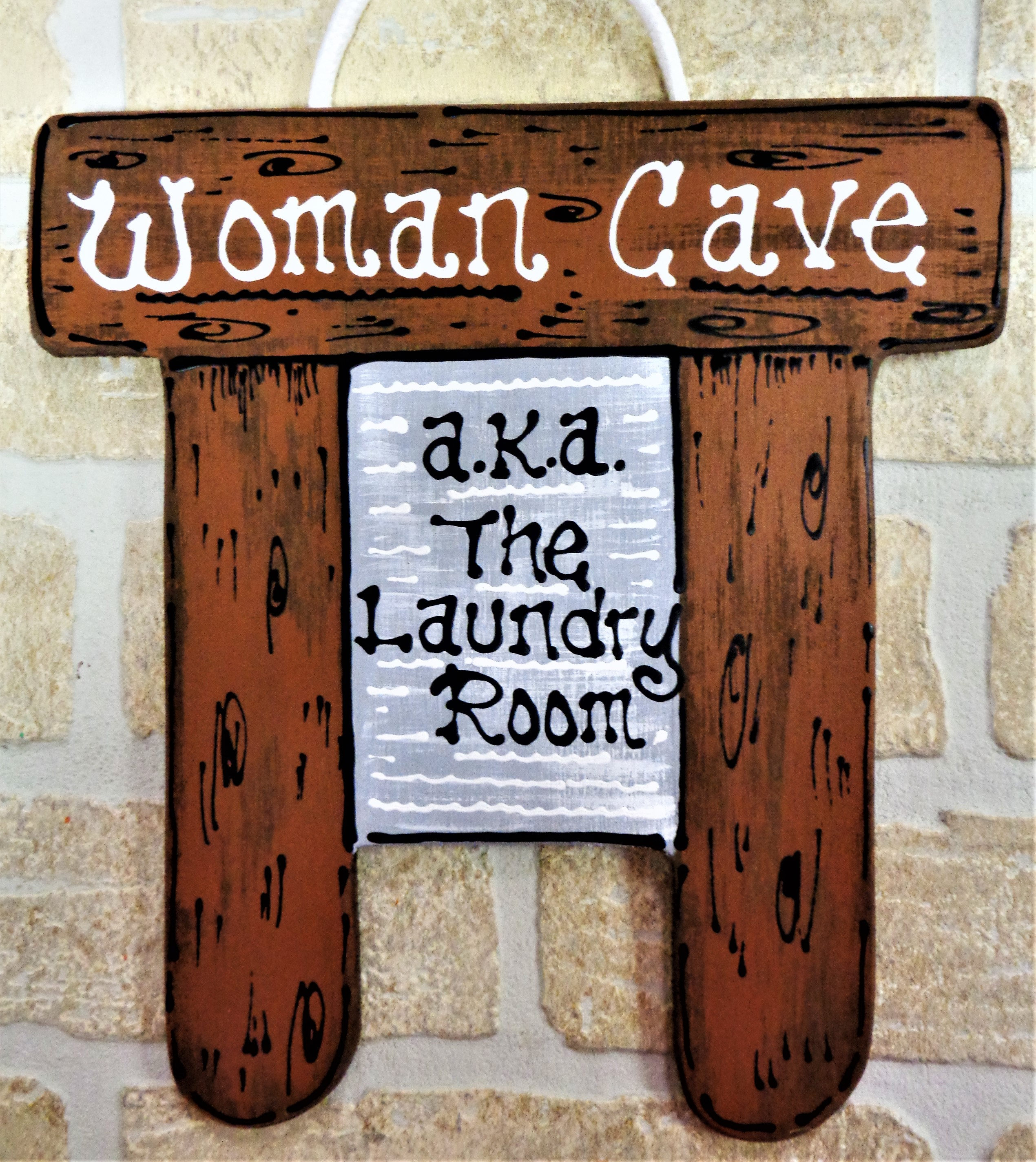 WOMAN CAVE A.k.a. Laundry Room SIGN Wall Hanger Room Plaque Rustic ...