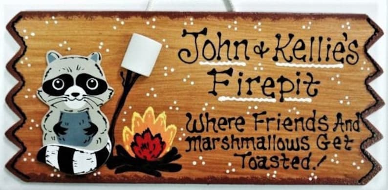 FIREPIT SIGN Personalized Name RACCOON Sign Fire Pit Backyard - Etsy