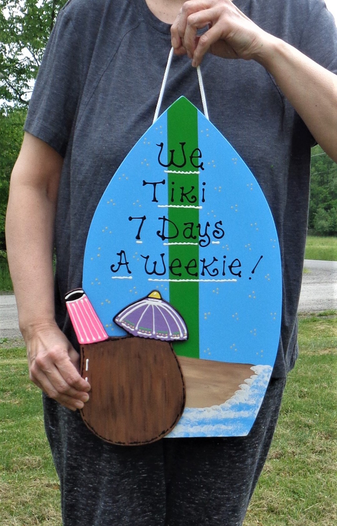 Surfboard 18" Personalized WE TIKI Name SIGN Tropical Bar Deck Beach ...