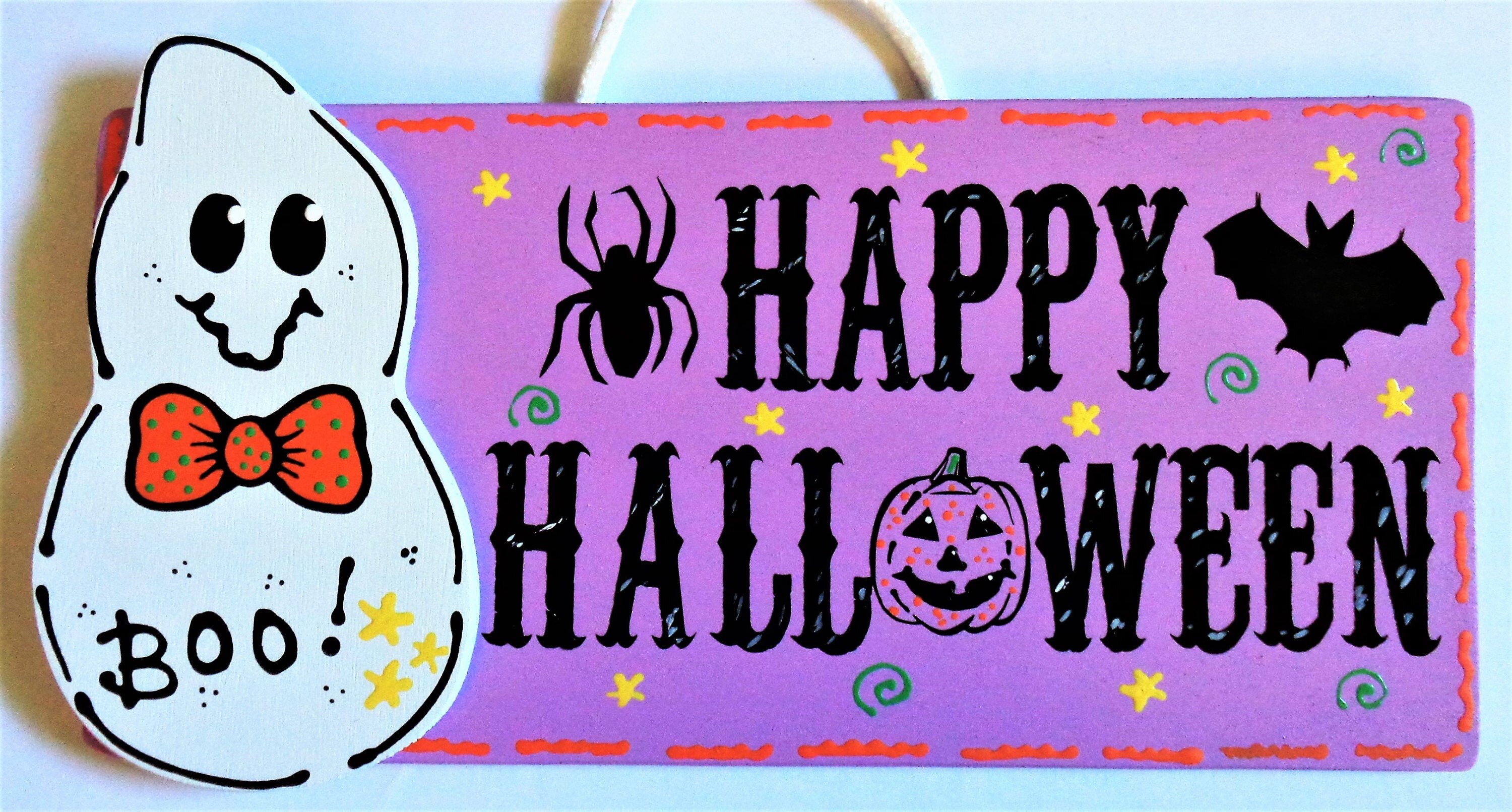 HAPPY HALLOWEEN Ghost SIGN Autumn Fall Decor Wall Door Hanging | Etsy