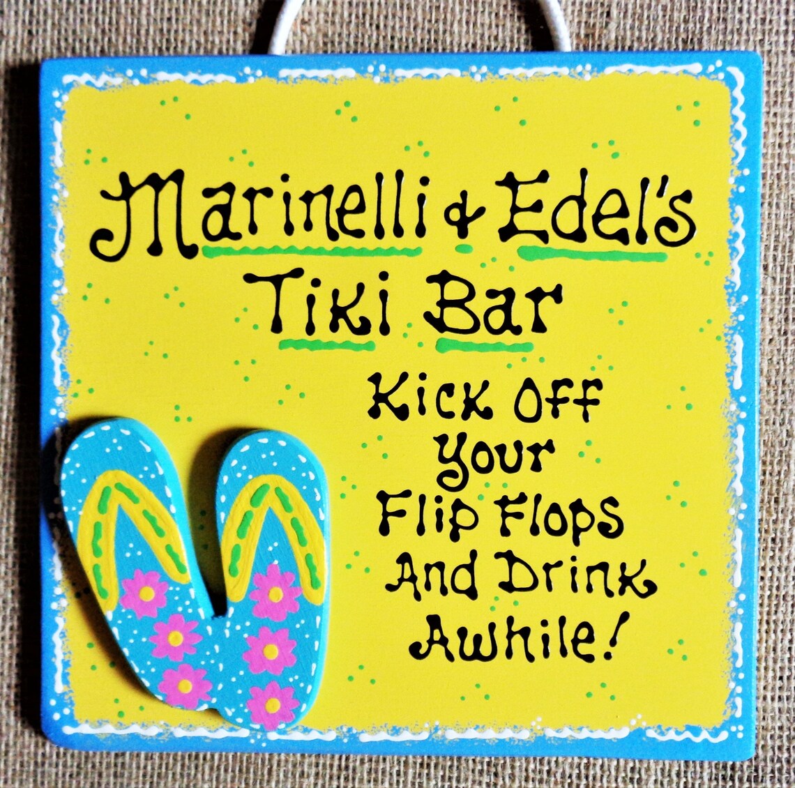 Personalize TIKI BAR Kick off Flip Flops & Drink Awhile SIGN | Etsy