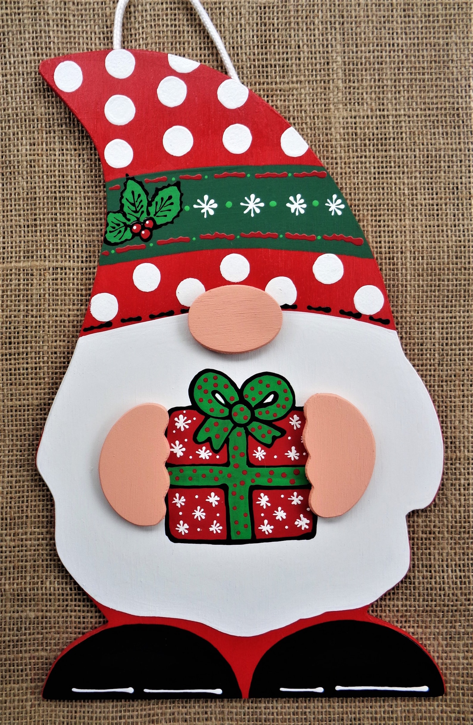 GNOME CHRISTMAS Holiday SIGN Wall Art Door Hanger Seasonal Hanging ...