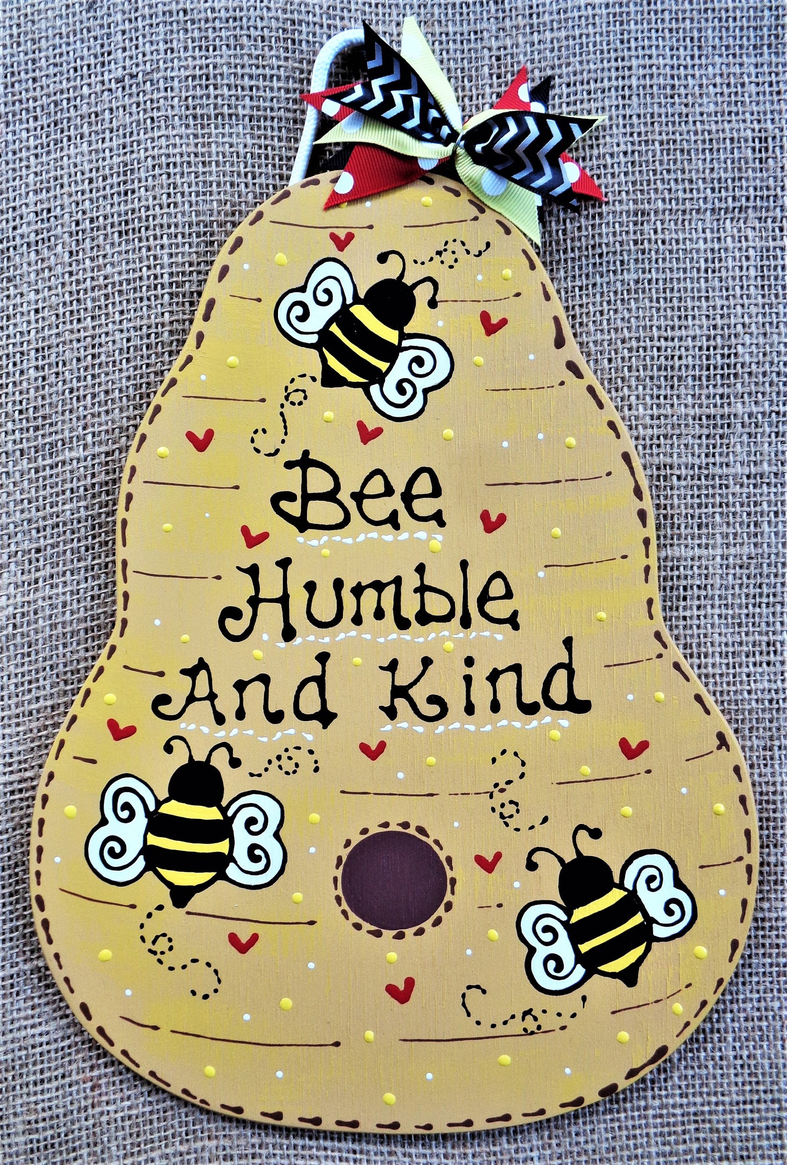 BEE Humble And Kind BUMBLEBEE SIGN Hanging Door Family Wall | Etsy