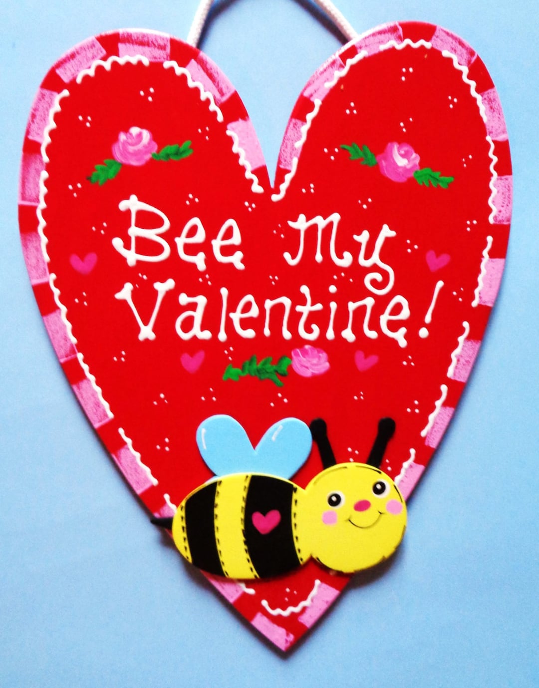 BEE MY VALENTINE'S Day Sign Bumblebee Honeybee Valentines Day Heart ...