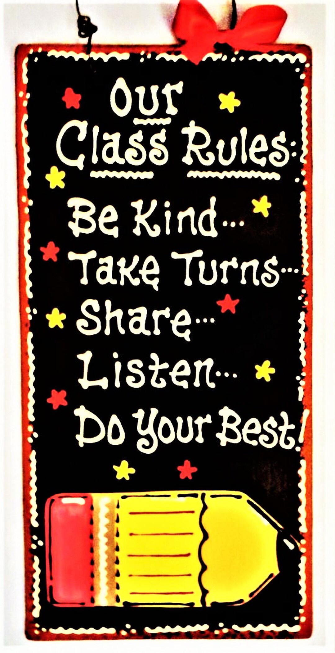 TEACHER Our Class Rules SIGN Classroom Wall Door Hanger Plaque Aide ...