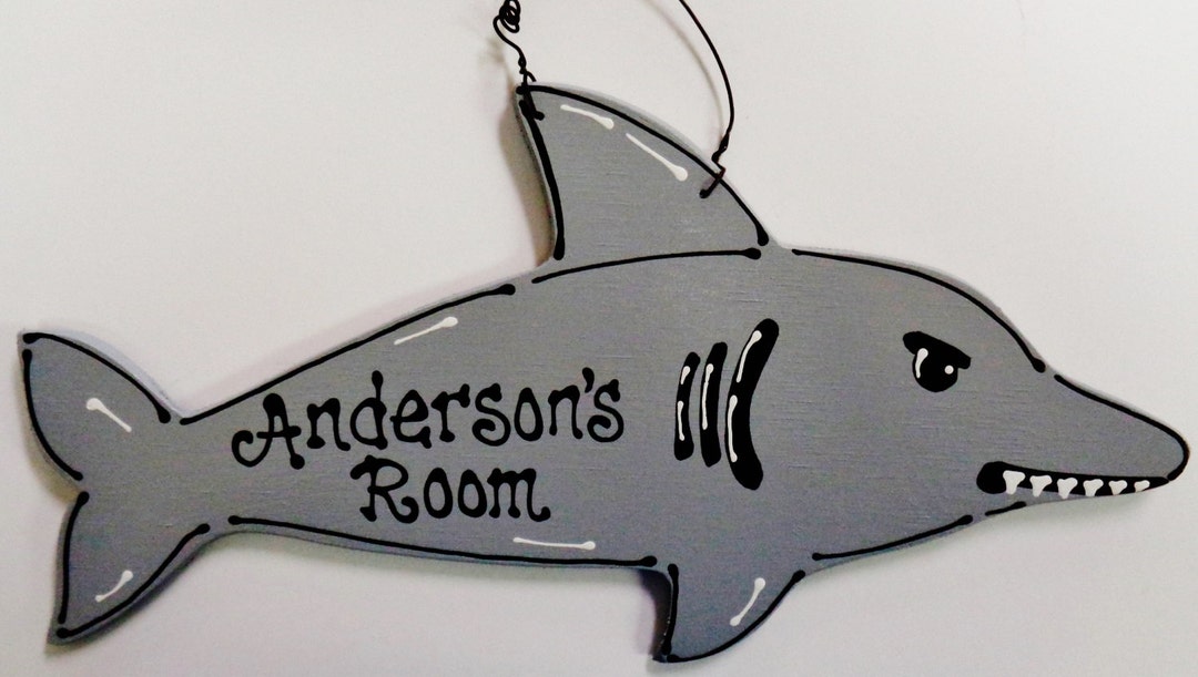 Adorable SHARK Kids PERSONALIZED Room Door SIGN Boy Name Wall Plaque ...