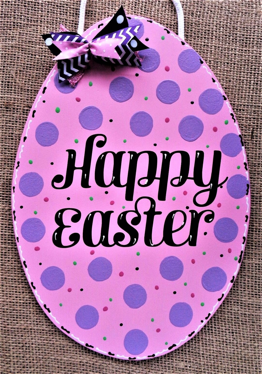 HAPPY EASTER Egg Wall Art Door SIGN Hanger Hanging Plaque Seasonal ...