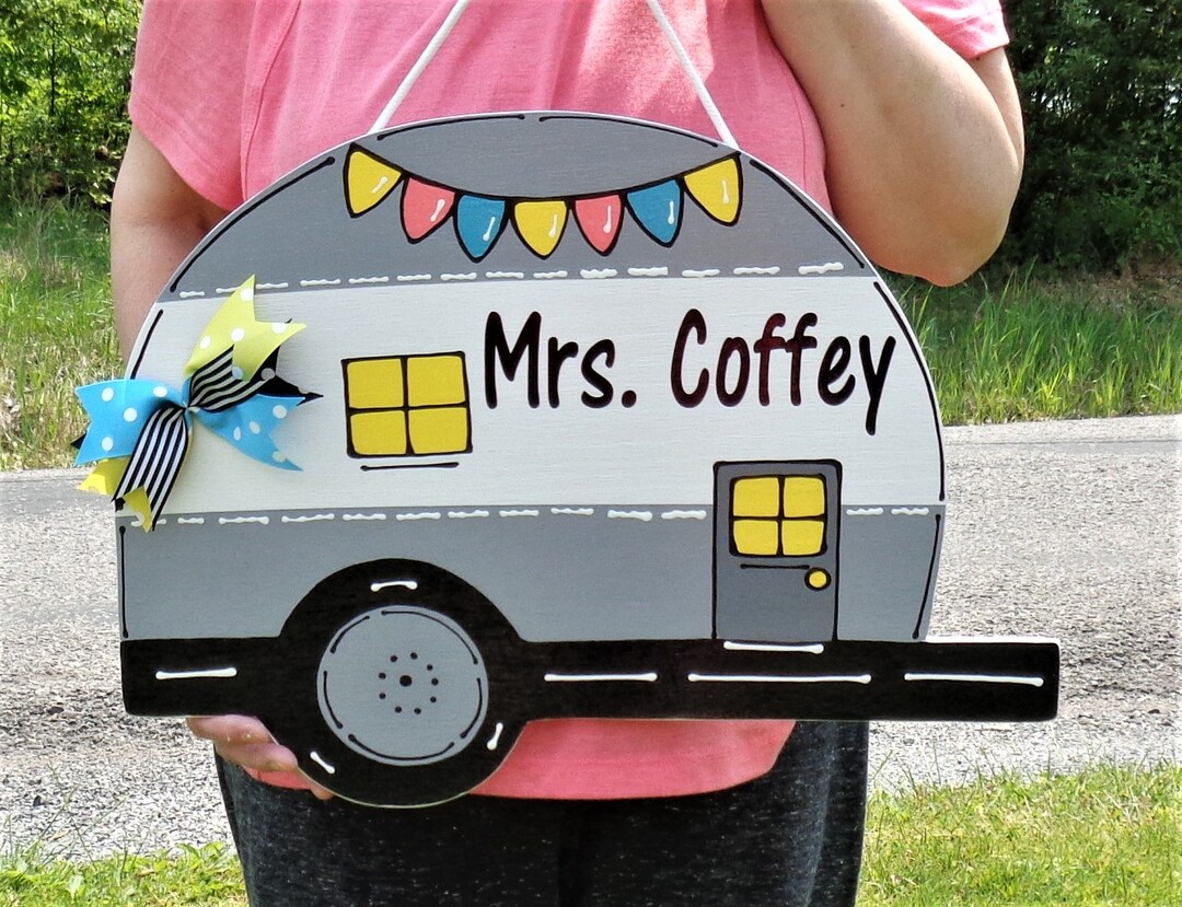 18" PERSONALIZED CAMPER Name SIGN Camping Plaque Family Names Teacher ...