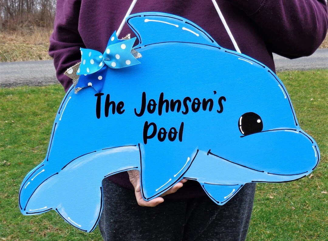18" DOLPHIN Personalized POOL Name Sign Kid's Room Porpoise Gift ...