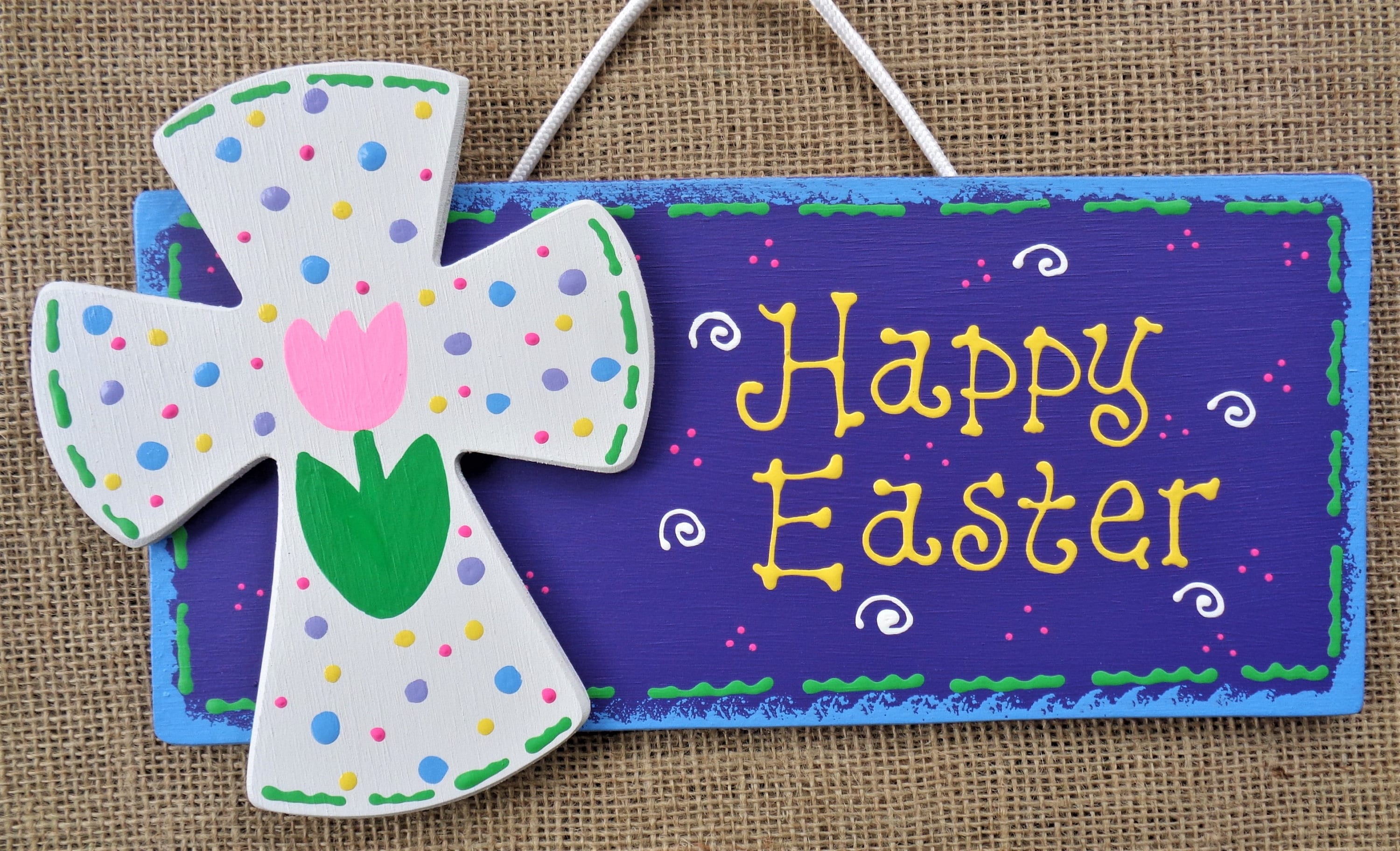 Beautiful HAPPY EASTER CROSS Sign Wall Art Door Plaque Holiday | Etsy