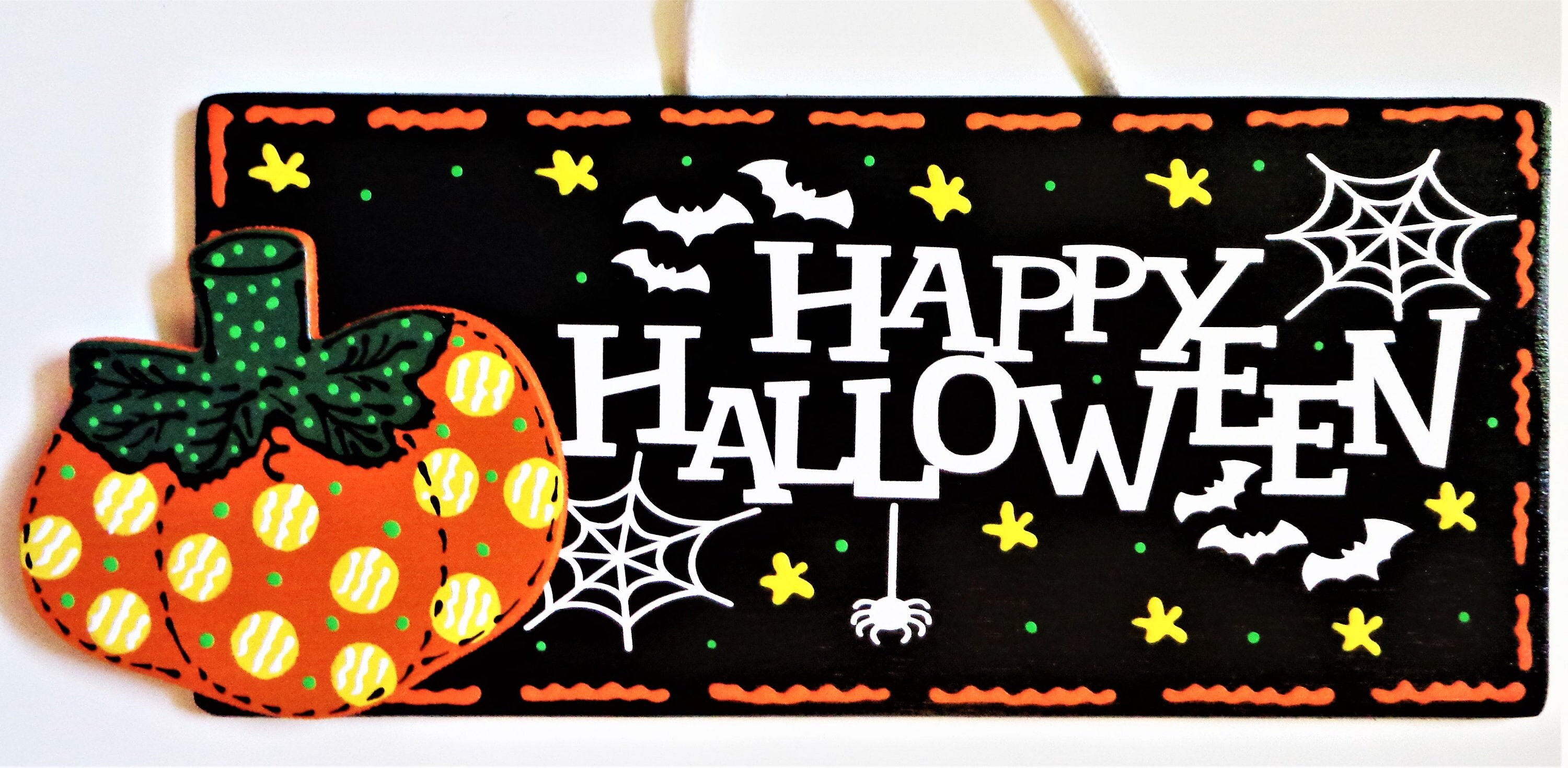 HAPPY HALLOWEEN PUMPKIN Sign Autumn Fall Decor Wall Door | Etsy