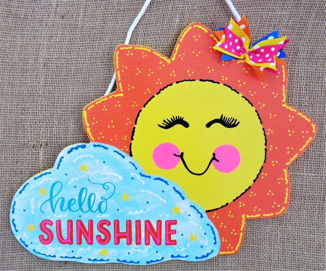 Hello Sunshine SUN WELCOME Shaped SIGN Wall Plaque Deck Patio Door ...