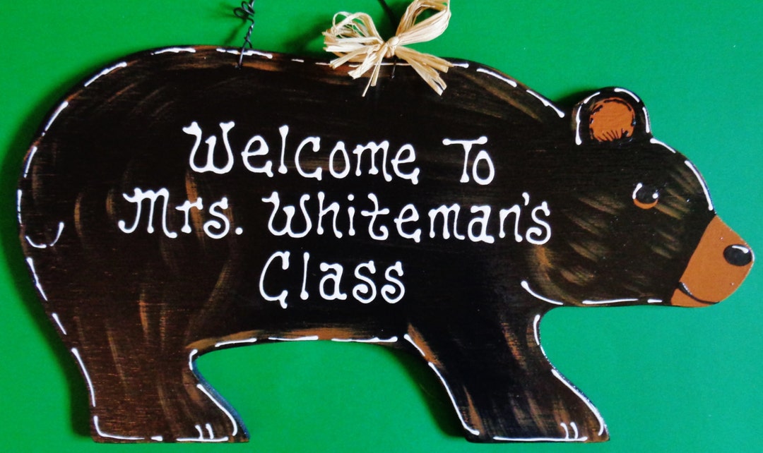 Personalized TEACHER CLASS Bear Sign Classroom Name Room Door Plaque ...
