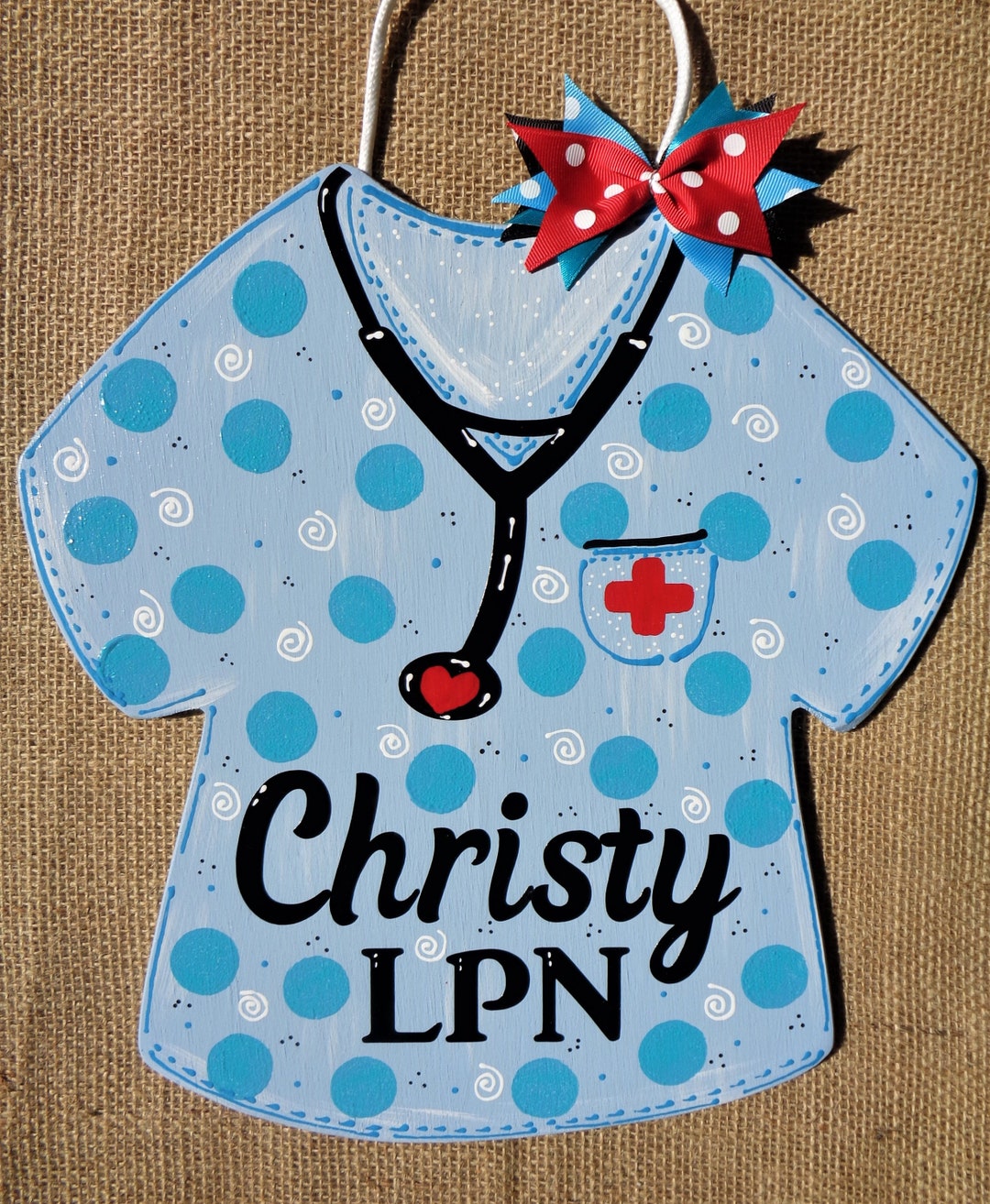 Personalized Scrubs NURSE SIGN Medical Staff Door Hanger Plaque Wood ...