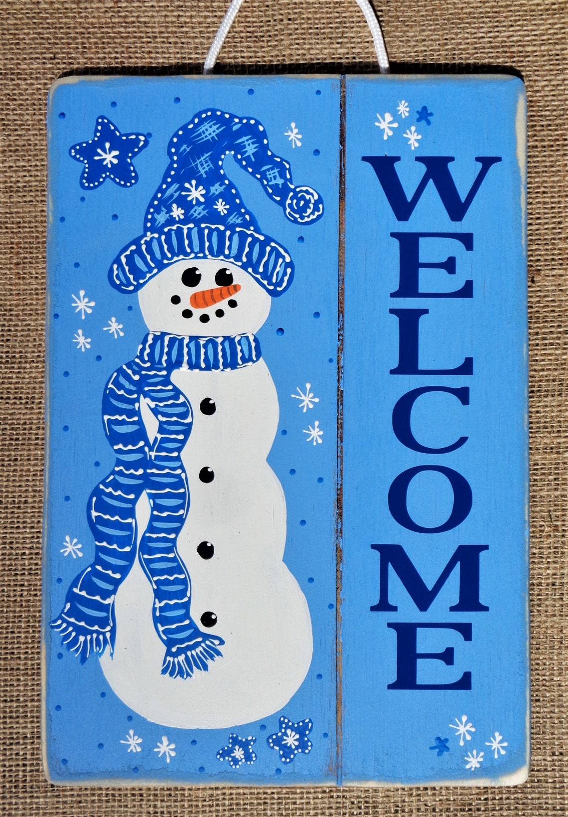 Distressed WELCOME SNOWMAN SIGN Wall Art Door Hanger Plaque | Etsy