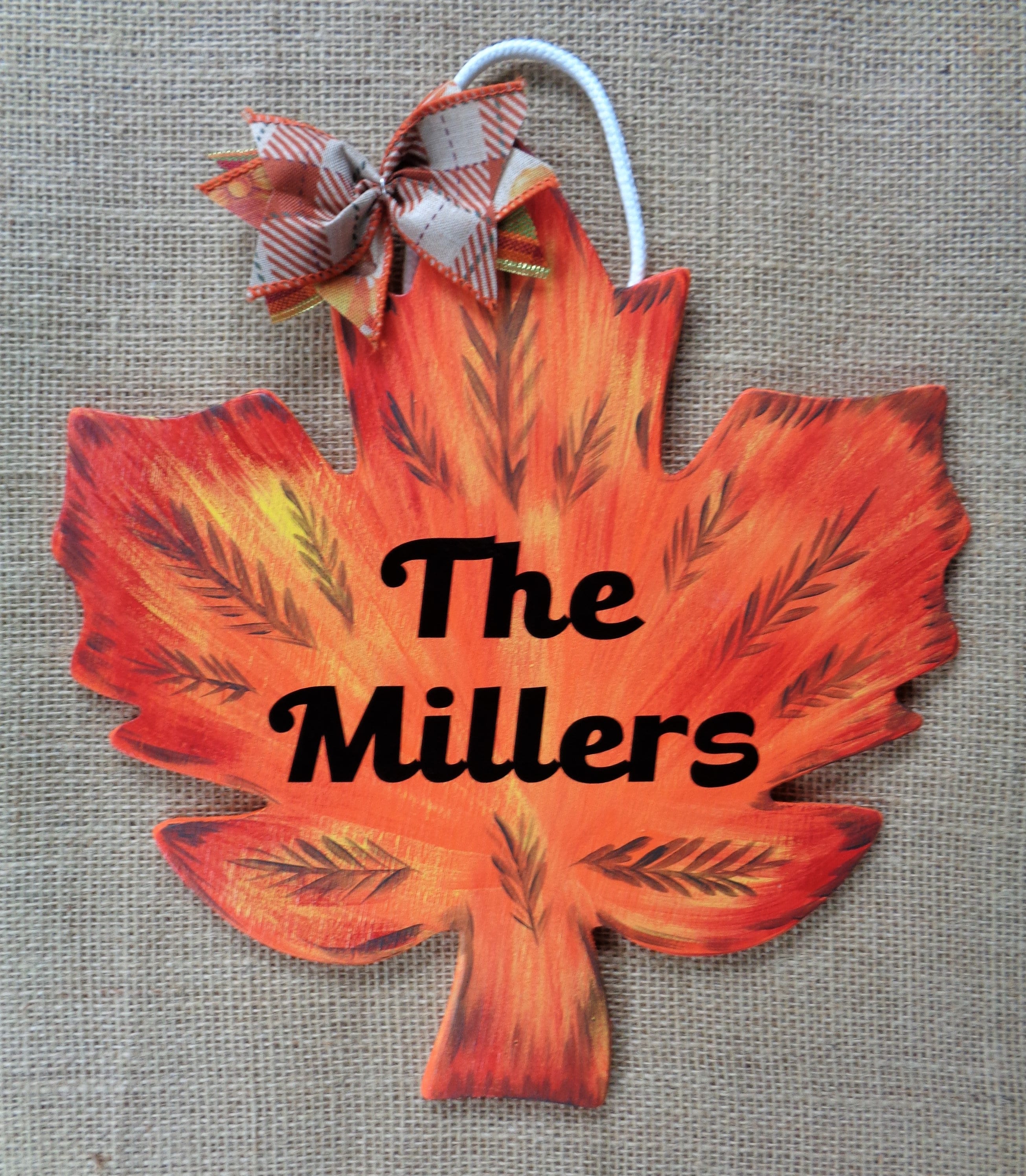 Personalized Name Leaf Sign Fall Acorn Holiday Decor Country Wood ...