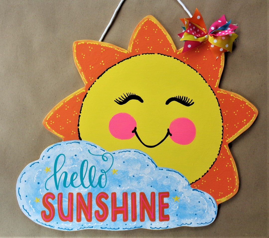 Hello Sunshine SUN WELCOME Shaped SIGN Wall Plaque Deck Patio Door ...