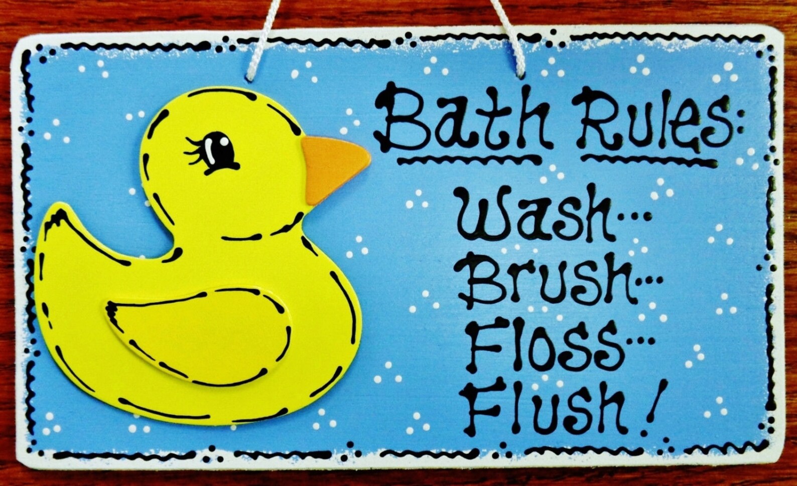 RUBBER DUCKY Bath Rules Bathroom Sign Kid's Duck Plaque Handcrafted ...