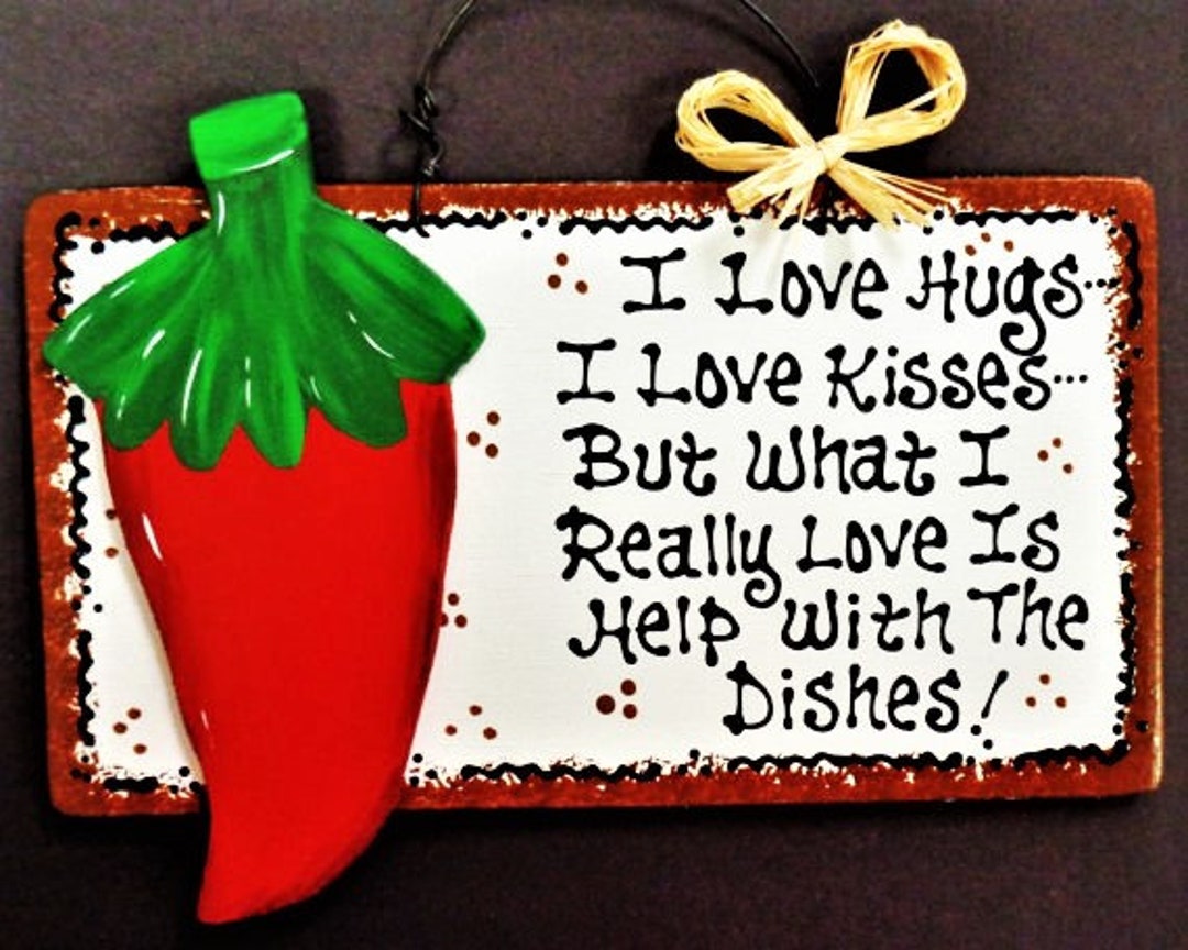 Red Chili Pepper OVERLAY Hugs~kisses~dishes KITCHEN SIGN Southwest ...