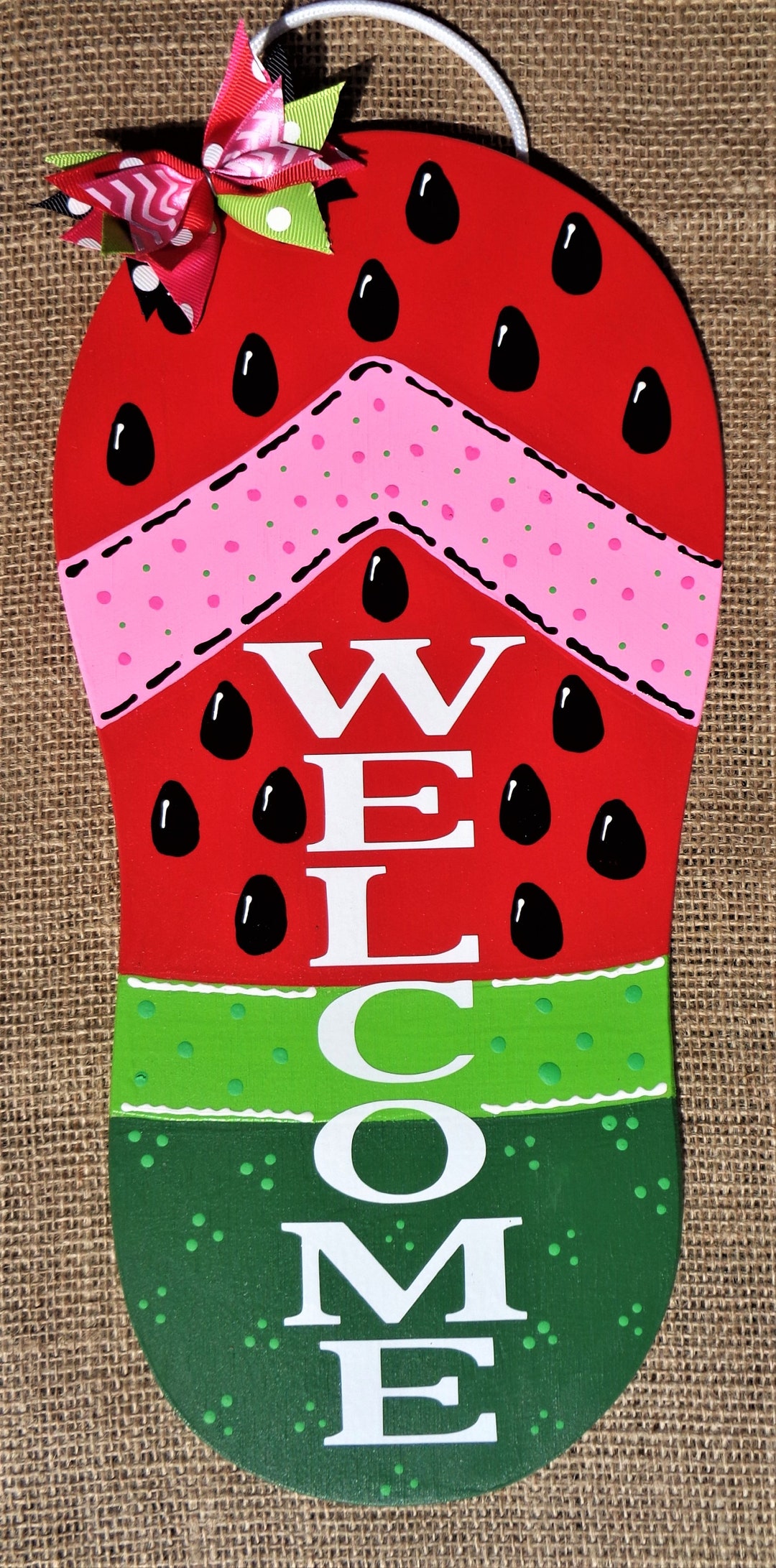 Welcome WATERMELON FLIP FLOP Sign Wall Art Door Hanger Plaque Pool ...