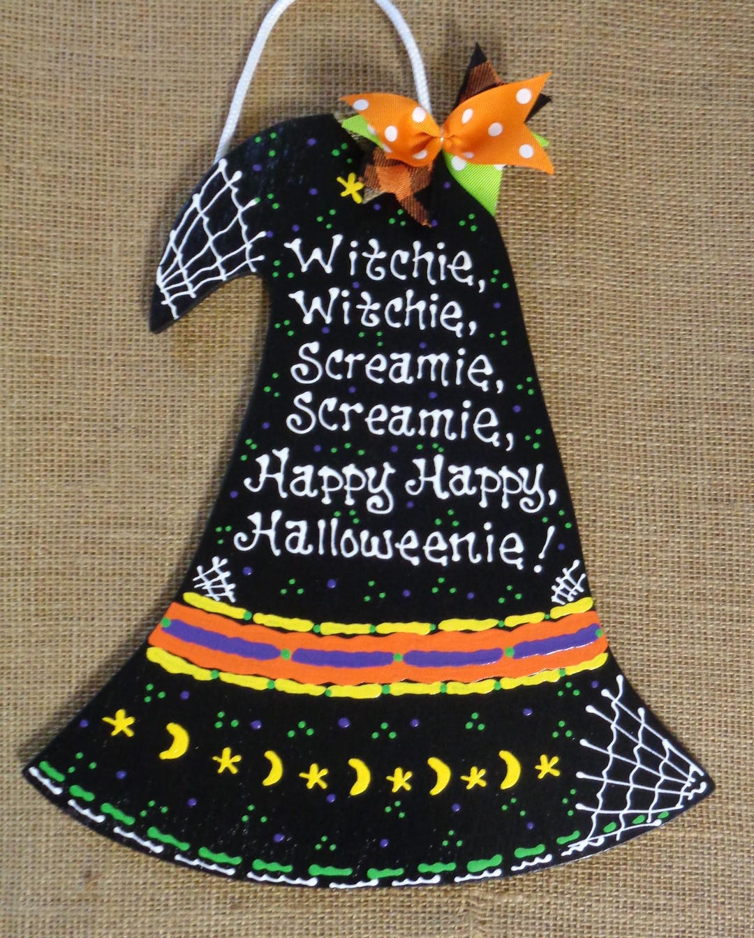 Adorable WITCH HAT Sign Halloween Holiday Fall Autumn Decor Funny ...