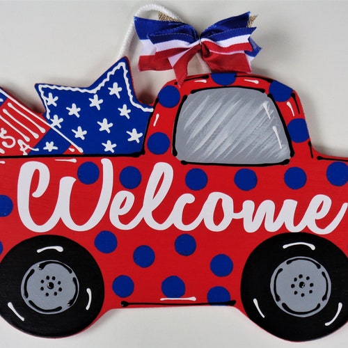 WELCOME 4th of July UNCLE SAM Sign Americana Wall Art Door - Etsy