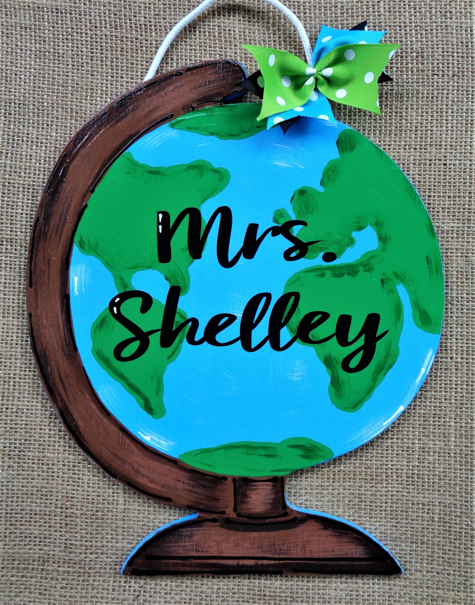 Personalized GLOBE TEACHER SIGN Class Classroom Name Room Door | Etsy
