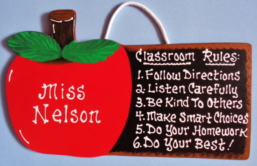 Personalized Teacher Classroom Rules Name APPLE SIGN Wall Room School ...