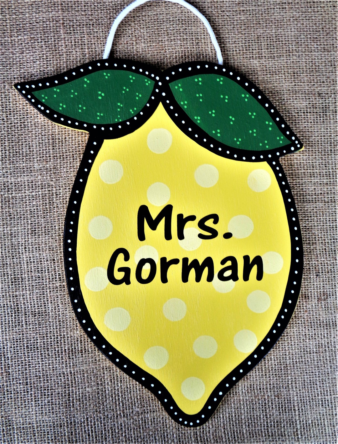 Personalized LEMON TEACHER SIGN Class Classroom Name Room Door Plaque ...
