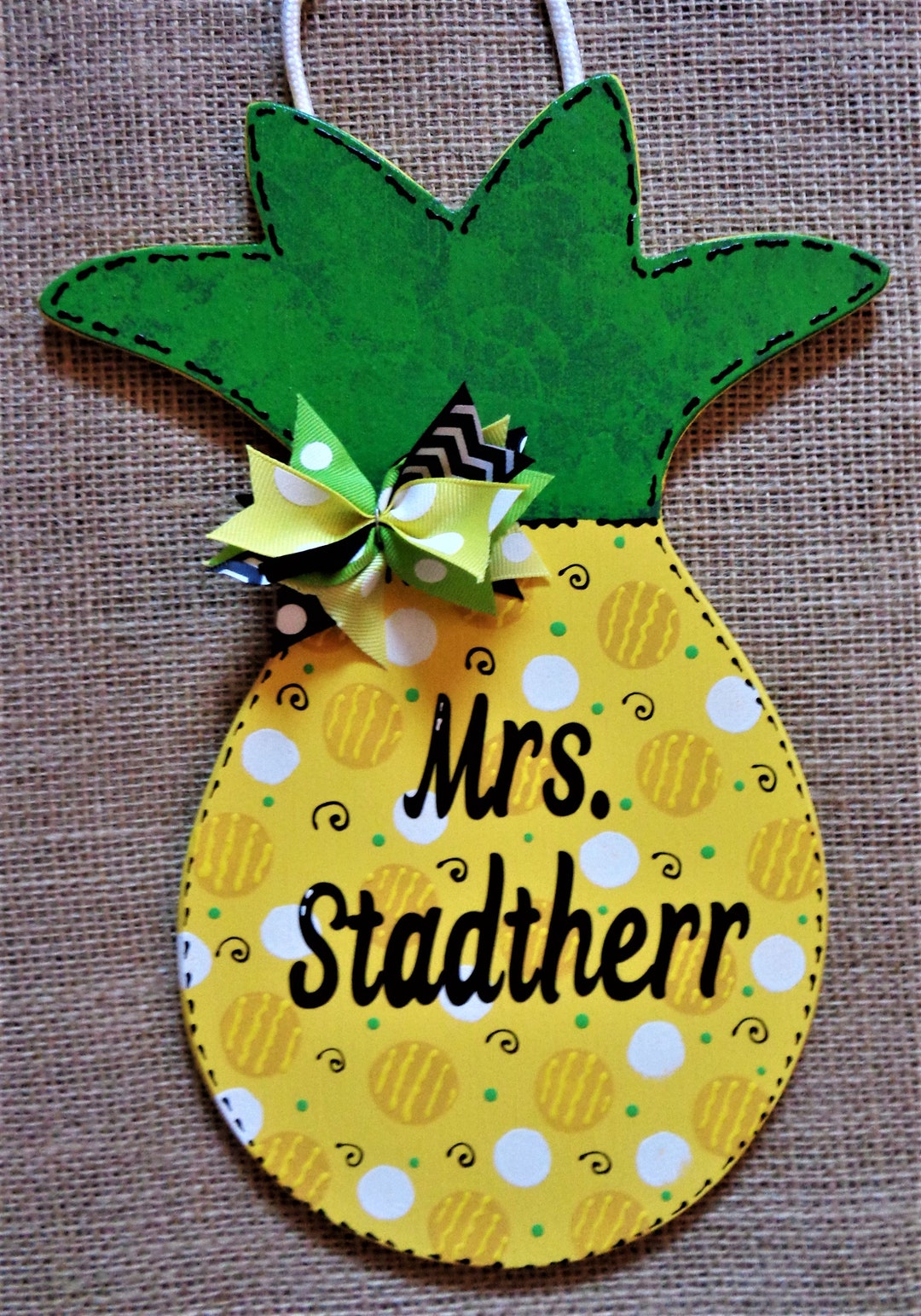 Personalized PINEAPPLE TEACHER SIGN Class Classroom Name Room Door ...