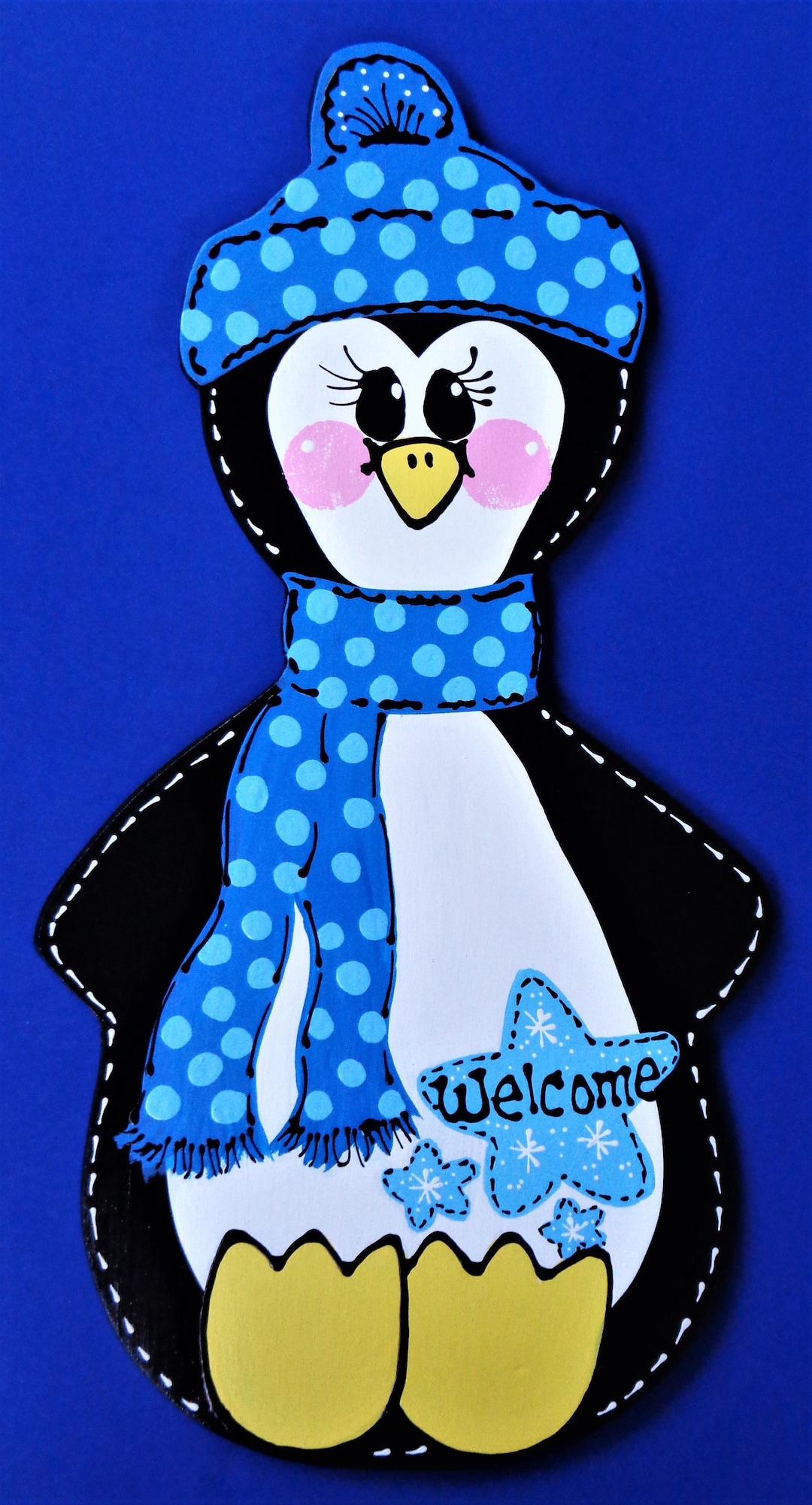Welcome PENGUIN SIGN Winter Season Holiday Plaque Christmas Wall & Door ...
