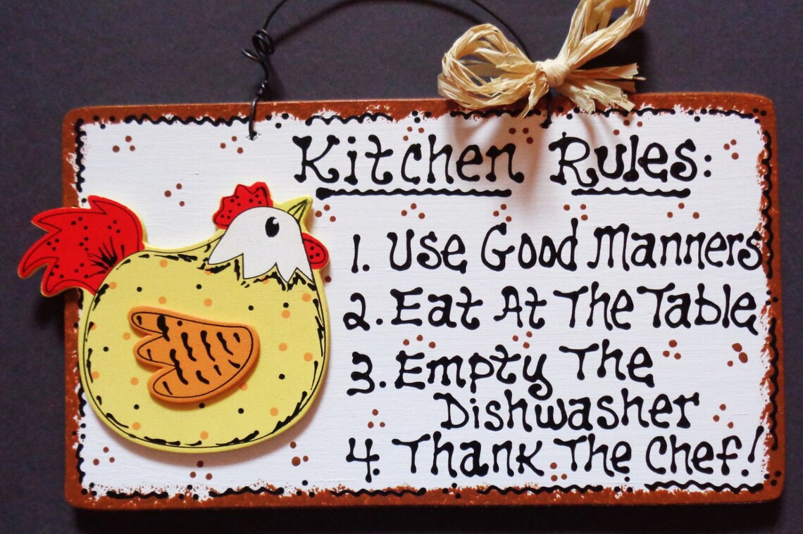 White Sign CHICKEN KITCHEN RULES Wall Barnyard Farm Decor - Etsy